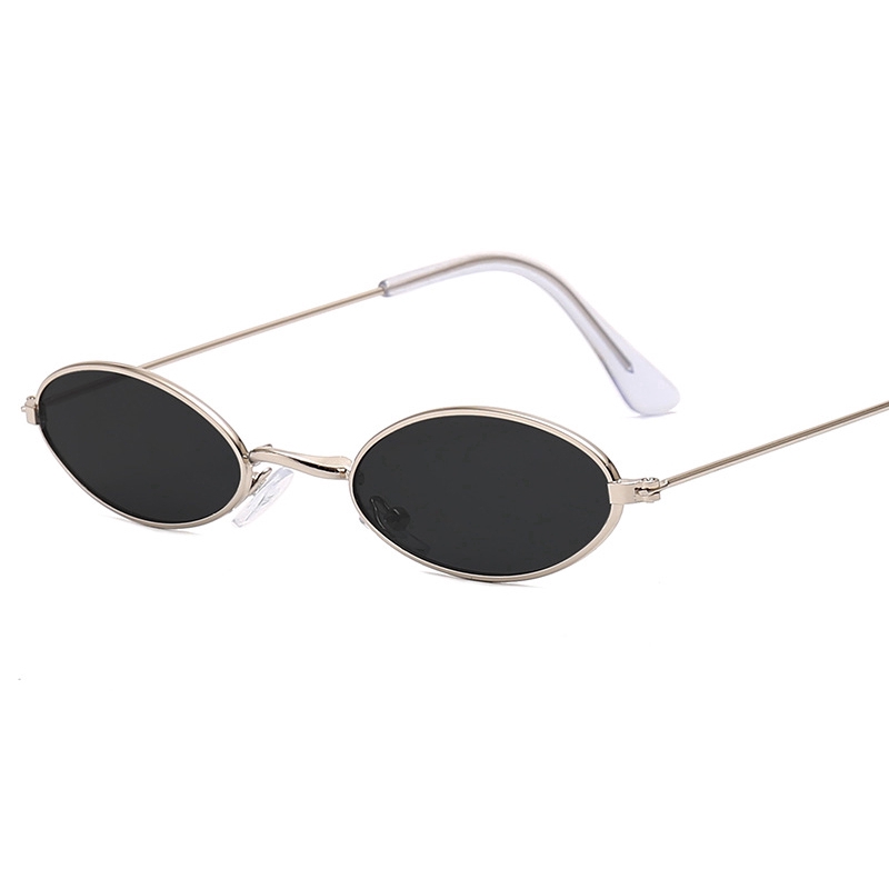 Korean Oval Sunglasses Men Women Hip Hop Retro Metal Frame Glass Shades