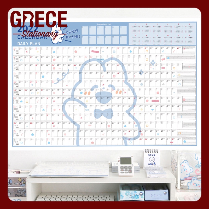 365 Days Year Planner Wall calendar Habit free stickers | Shopee ...