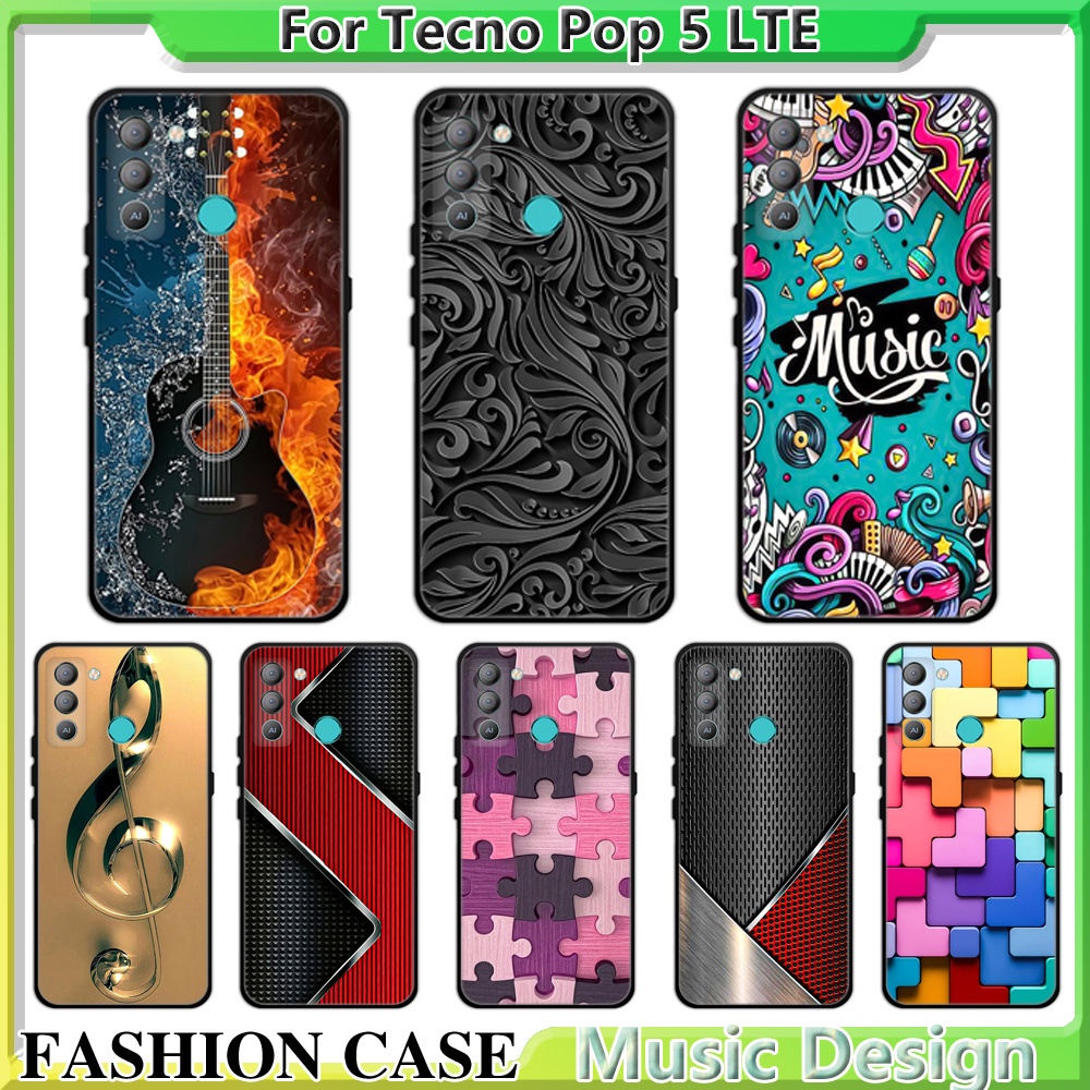 Tecno Pop 5 LTE Case Silicone TPU Jelly Case Music Design Phone Case ...