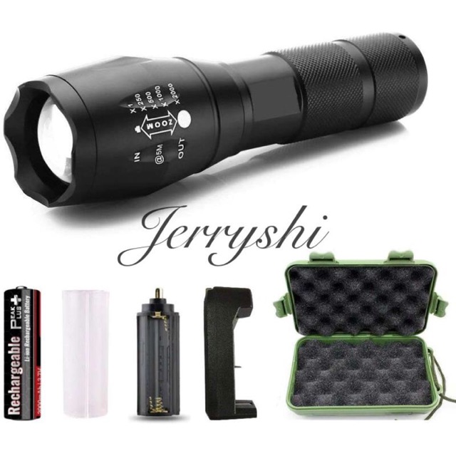 JS Flashlight with Rechargeable Battery and Charger Super Bright LED ...