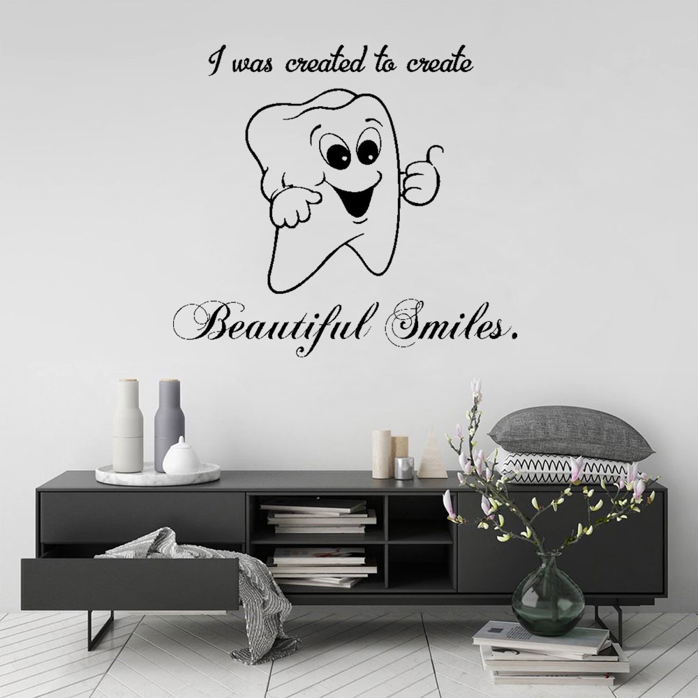 Dental Clinic Logo Quote Wall Decal Dental Wall Stickers Vinyl Teeth ...