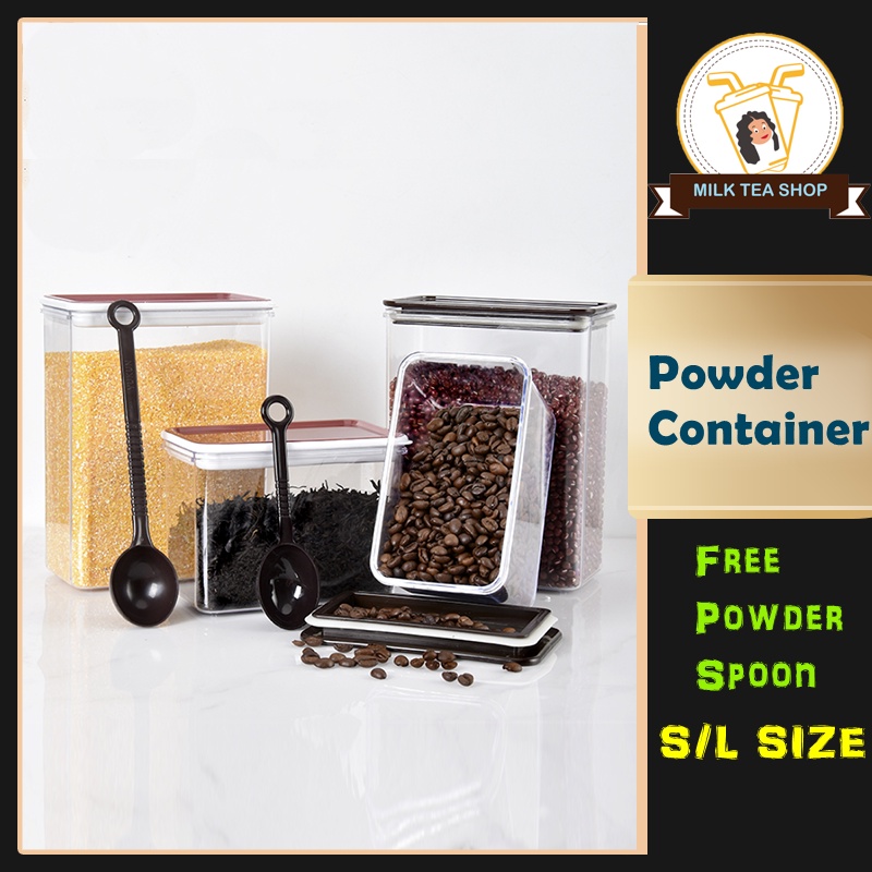 Acrylic Canister Powder Container Food Storage With Free Spoon | Shopee ...