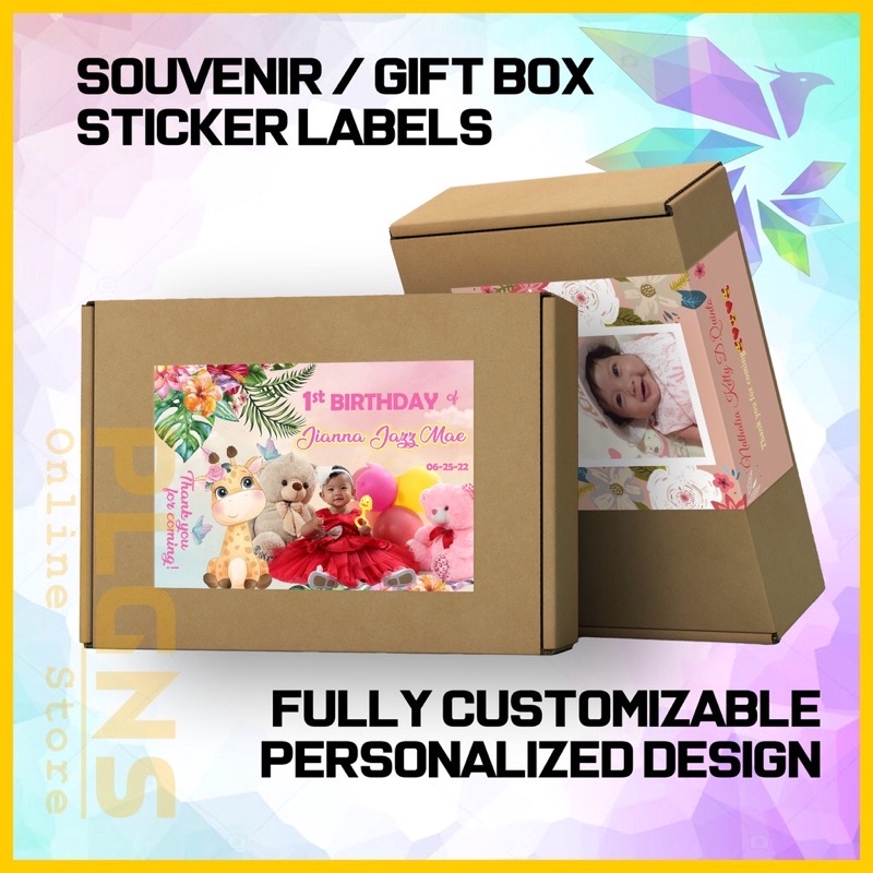 Personalized Customized Gift box STICKER ONLY WATERPROOF Loot Bag ...
