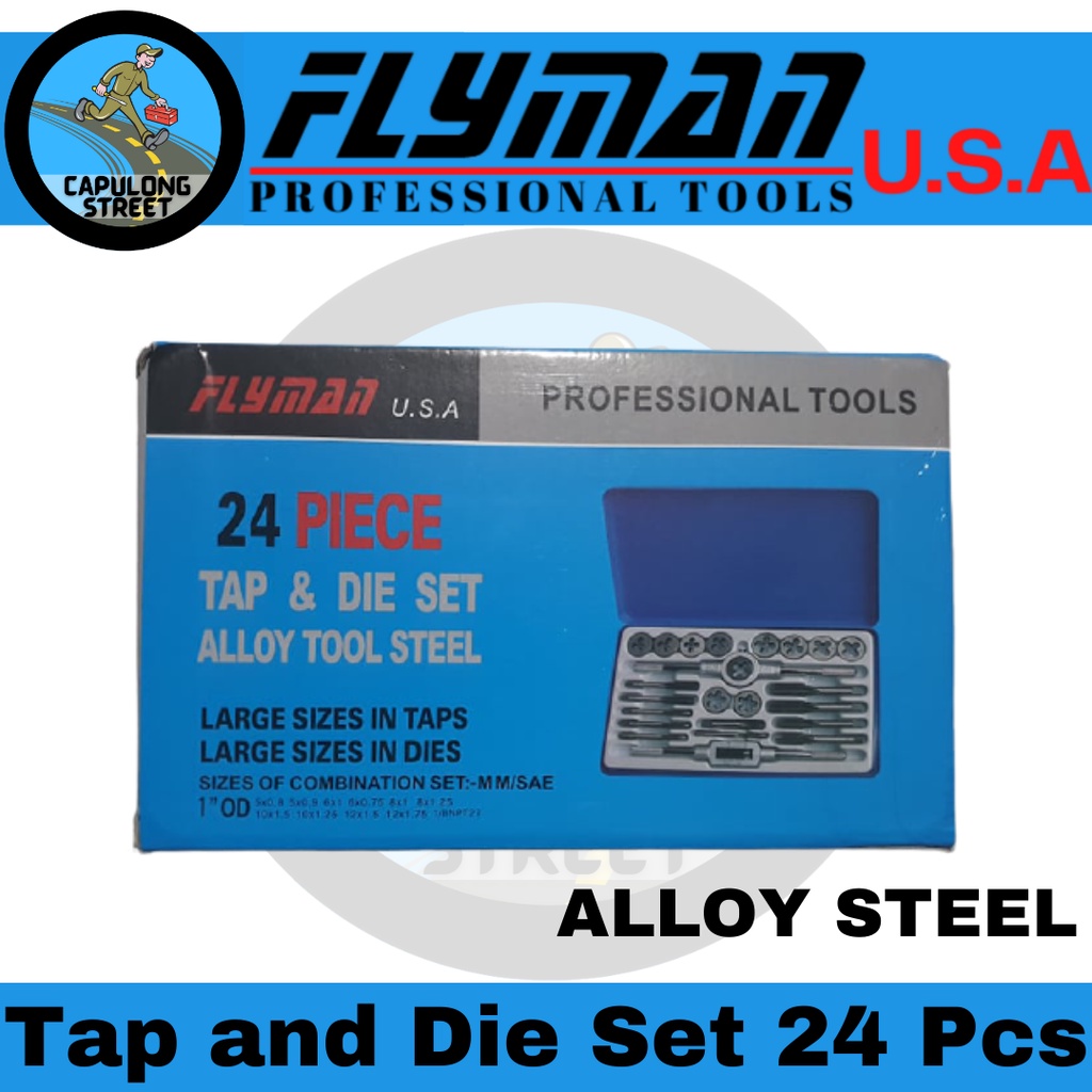 Capulong Street Flyman USA Tap And Die Set 24 Pcs Alloy Tool Steel With ...