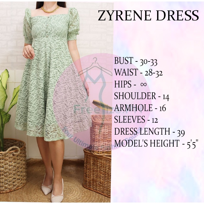 ZYRENE LACE/MESH COTTON SPANDEX PUFF SLEEVES DRESS FREESIZE FIT SMALL TO MEDIUM | Shopee Philippines