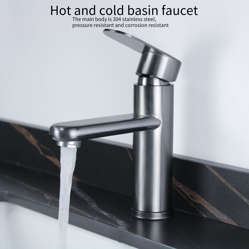 High-quality SUS304 stainless grey lavatory faucet Steel Bathroom Wash ...