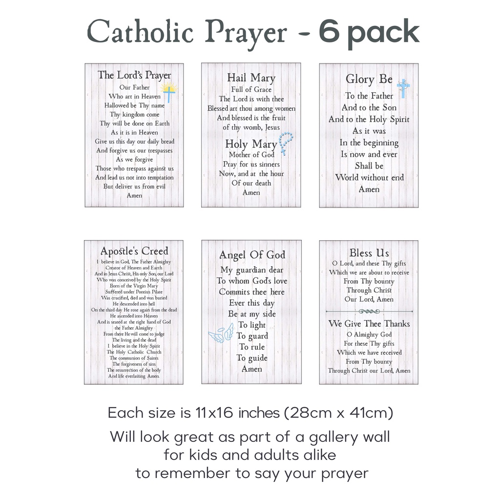 Catholic Prayer 6 Pack Rustic Retro Vintage Wood Wall Home Décor Sign Bible Verse Prayer ...