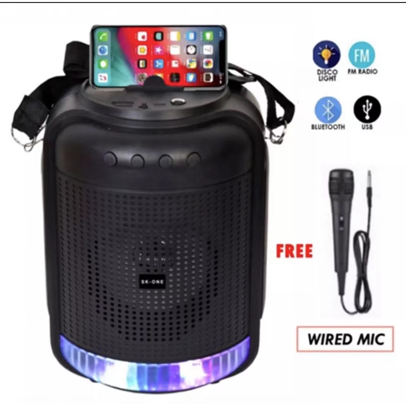 KaraokeStereo Portable Wireless with Light and Strap Bluetooth Speaker ...