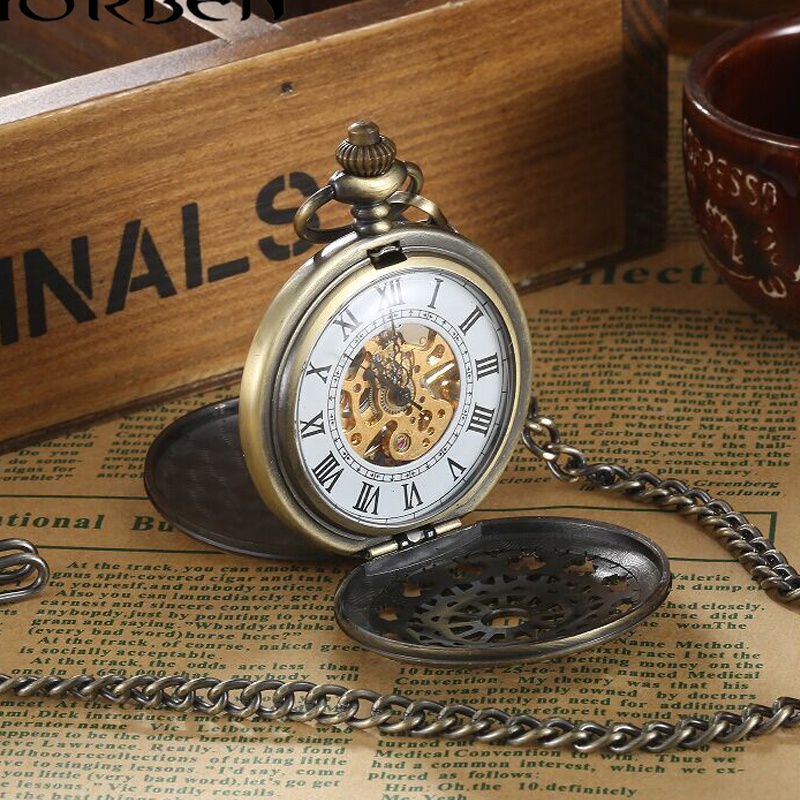 GORBEN Brand Vintage Hollow Mechanical Steampunk Roman Numbers Dial ...