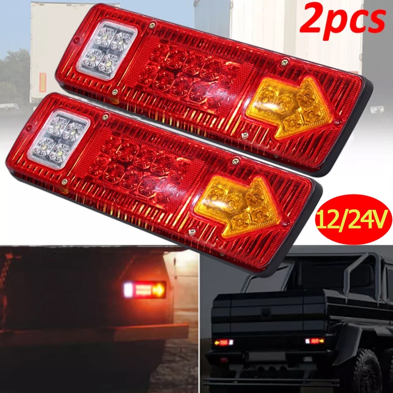 2pc 12V 24V LED Car Truck Lorry Brake Light Stop Turn Rear Tail Trailer ...