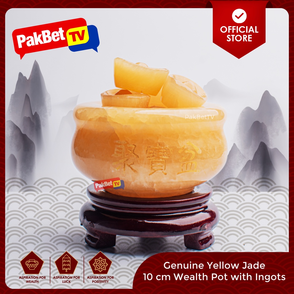 Genuine Yellow Jade 10cm Wealth Pot with Ingots | Feng Shui by PakBet ...