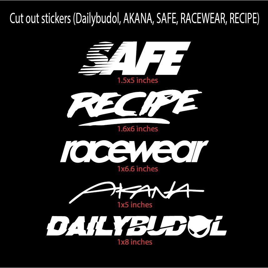 Set Cut Out Stickers Visor Sticker (Dailybudol, AKANA, SAFE, RACEWEAR ...