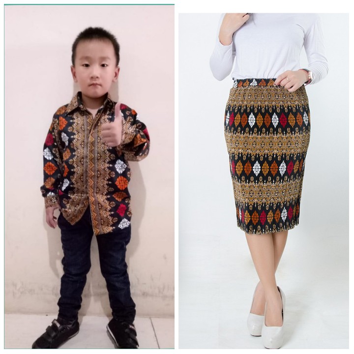 KEMEJA Couple Batik Fina Short Pleated Skirt and Boys' Shirt | Shopee ...