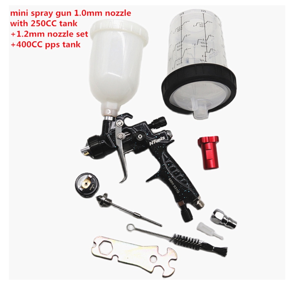 1.0/1.2MM Nozzle Spray Gun With 400CC PPS Tank Air Spray Gun Paint ...