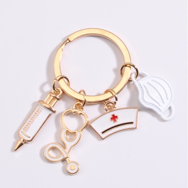 Medico Keychain Injection Syringe Stethoscope Nurse Cap Key Ring ...