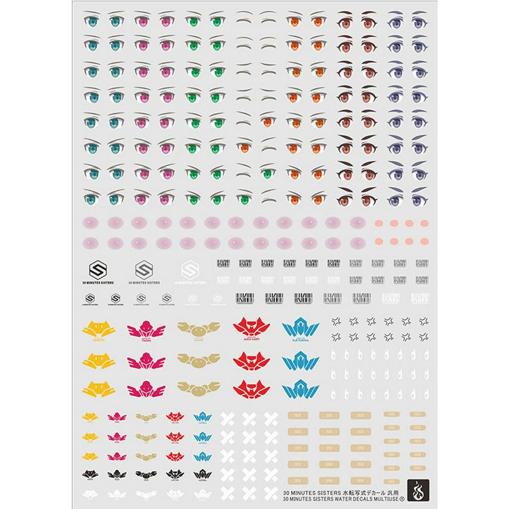 YAN 30mm Frame Arms Girl Face Eye General Use Water Slide Decals ...