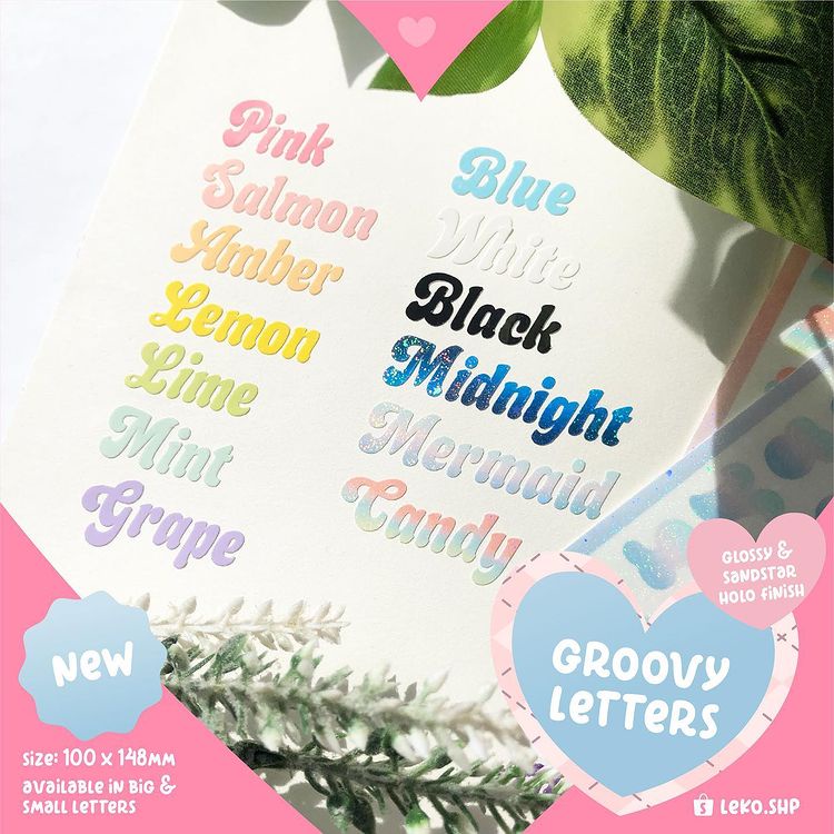[leko.studio] Groovy Letters Alphabet Holo and Glossy Sticker Sheet for ...