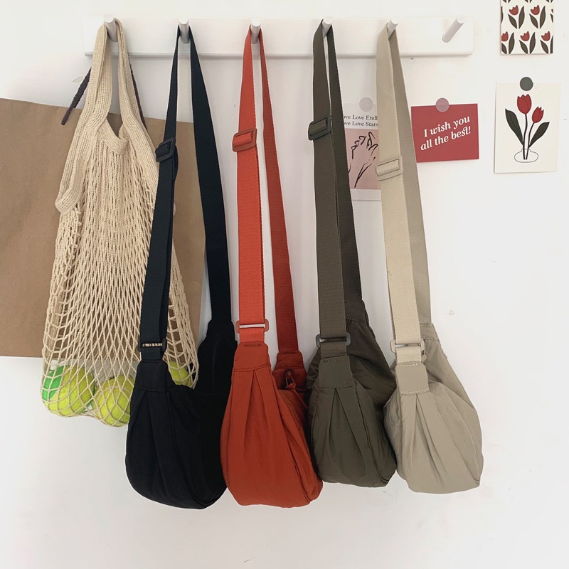 New Women Dumpling Sling Bag Canvas Shoulder Bag Korean Small Cloth Bag ...