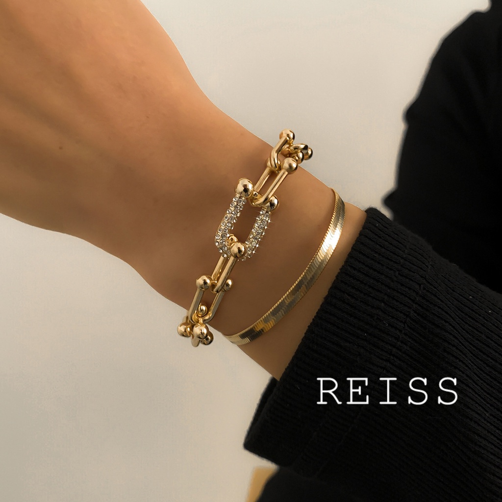 Geometry U Shape Diamond Metal Chain Bracelet Fashion Bracelet | Shopee ...