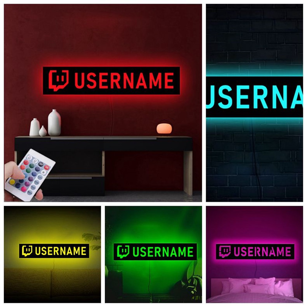 Personalized Gamer Tag for Twitch Wall Lamp Custom Wooden LED USB Night ...