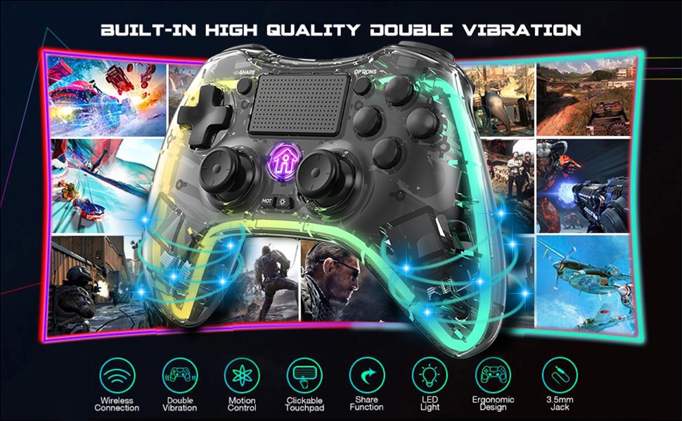 PS4 Controller, Wireless Controller Compatible with PS4/PS4 Pro/PS4 ...