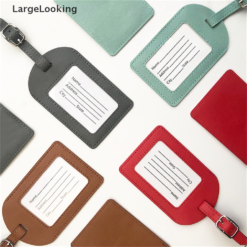 [LargeLooking] Fashion Solid Color PU Leather Luggage Tag Travel ...