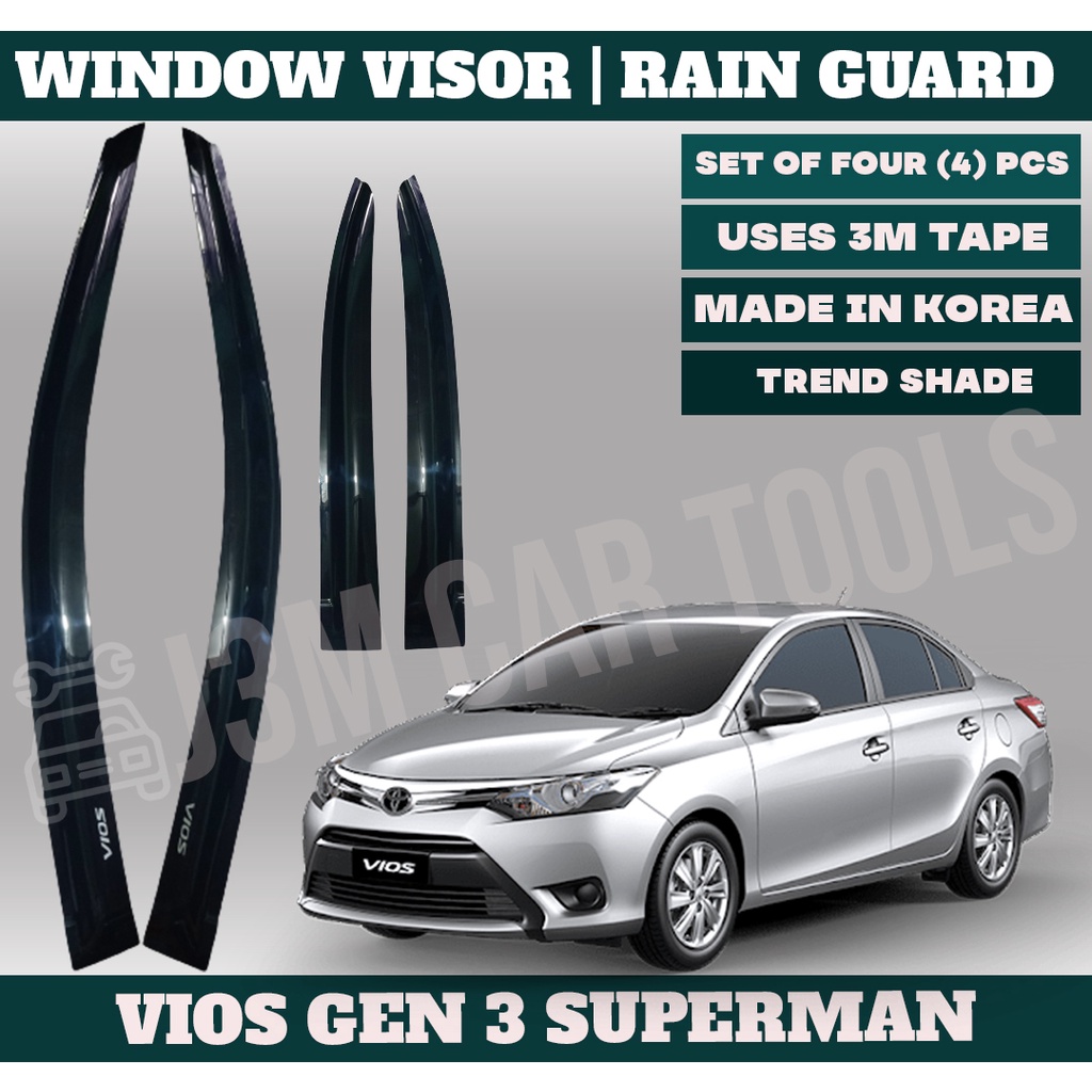 Toyota Vios Gen 3 2013-2018 (SUPERMAN) Rain Guard Window Visor | Shopee ...