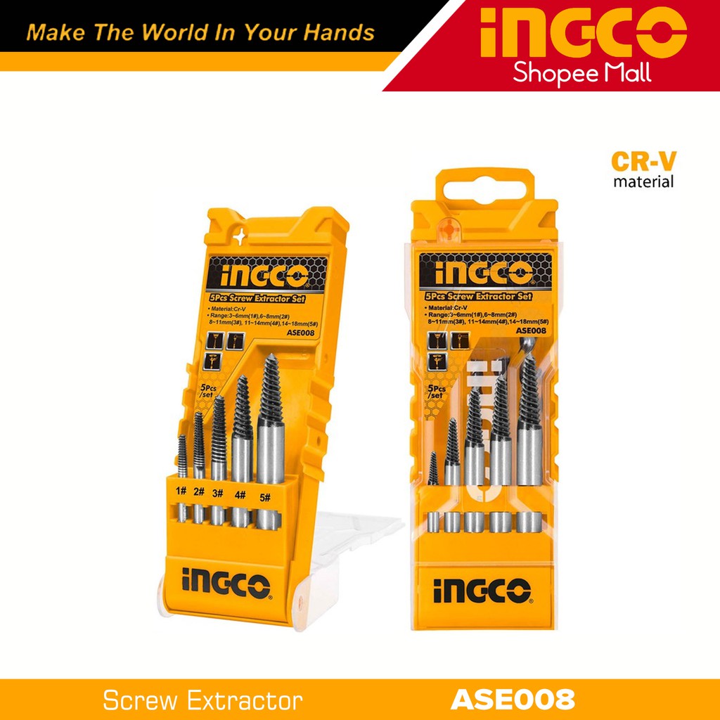 Ingco 5pcs Screw Extractor Set ASE008 IHT | Shopee Philippines