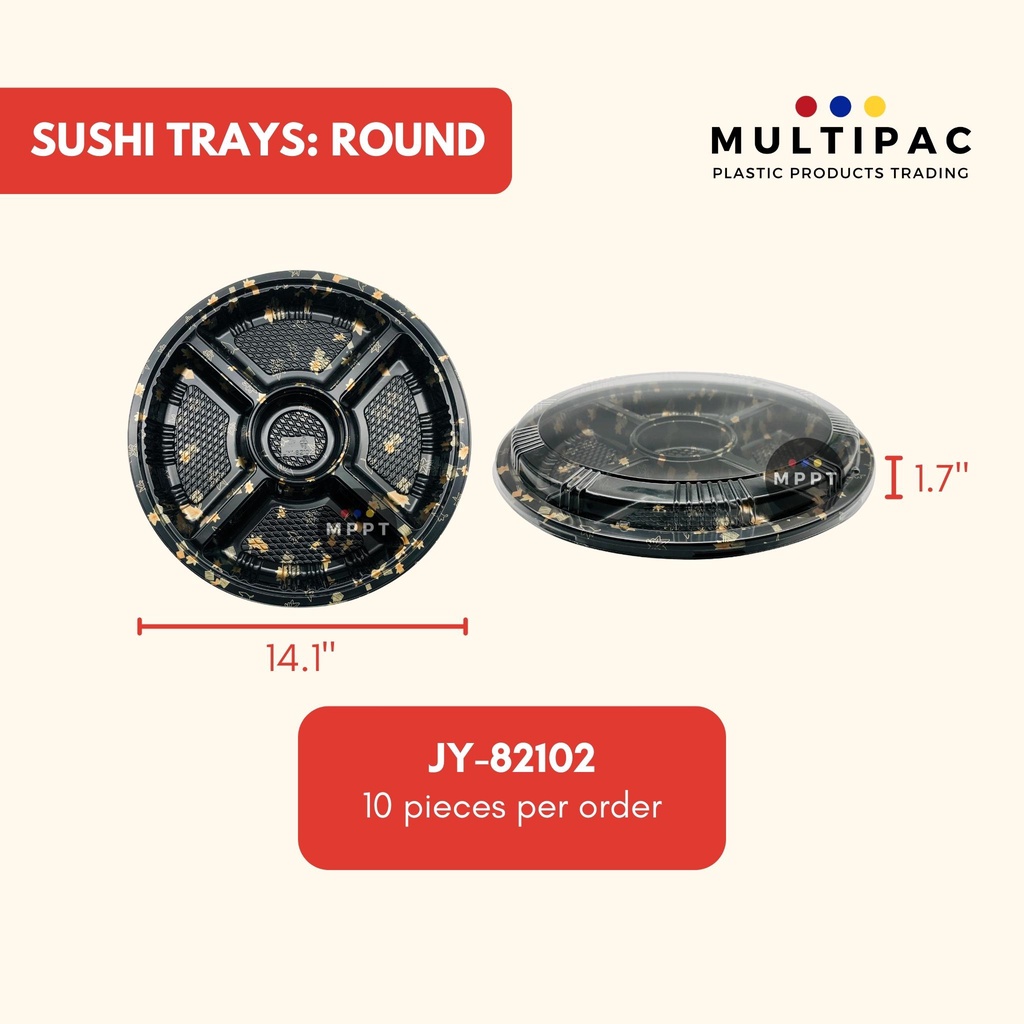 [10 PCS] - Sushi Trays w/ Clear Lid (Round Platter) | Shopee Philippines