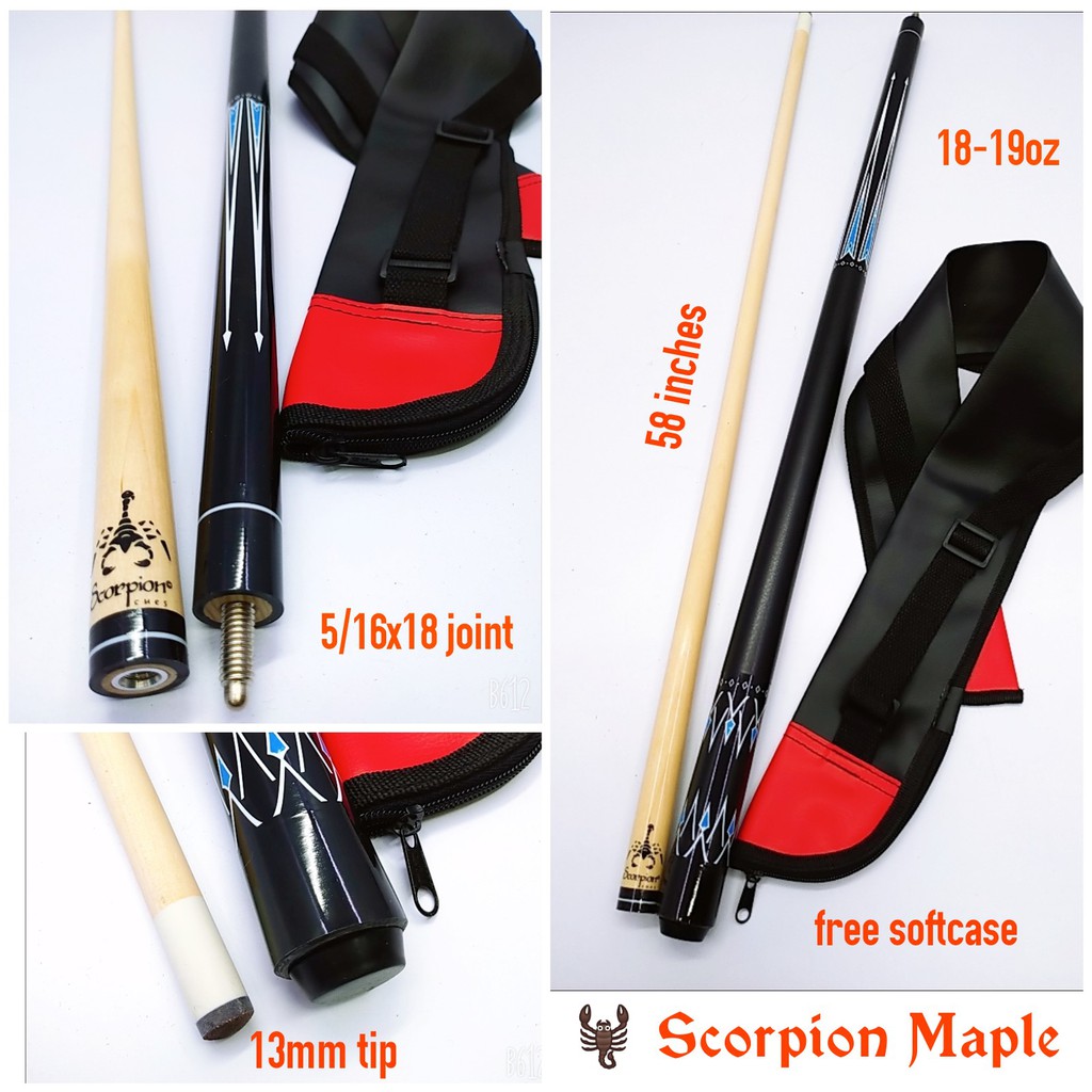 Scorpion Maple with Design Billiard Pool Cue Stick (Tako ng Bilyaran ...