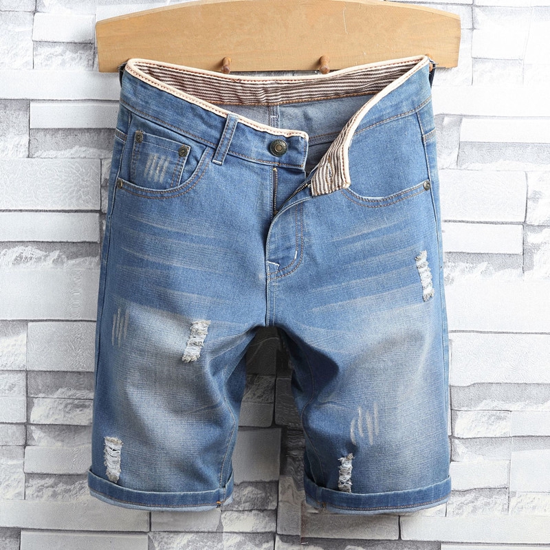 28-38 Men Denim Shorts Casual Fashion Summer Distressed Hole Ripped ...