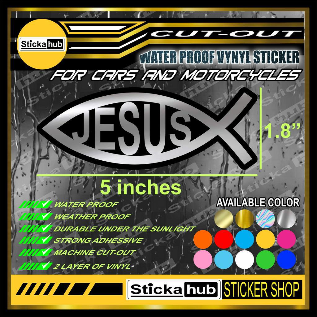 JESUS FISH STICKER FOR CARS AND MOTORCYCLES, JESUS FISH SYMBOL STICKER ...
