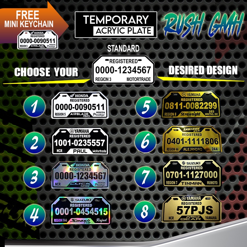 Temporary Motorcyle Plate (acrylic 3mm / 5mm) | Shopee Philippines