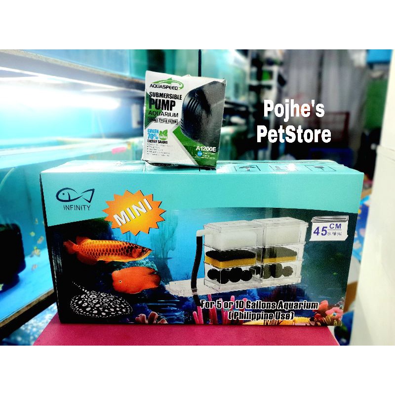 INFINITY TRICKLE FILTER SET WITH FREE SUBMERSIBLE PUMP FOR 5 GALLON UP ...