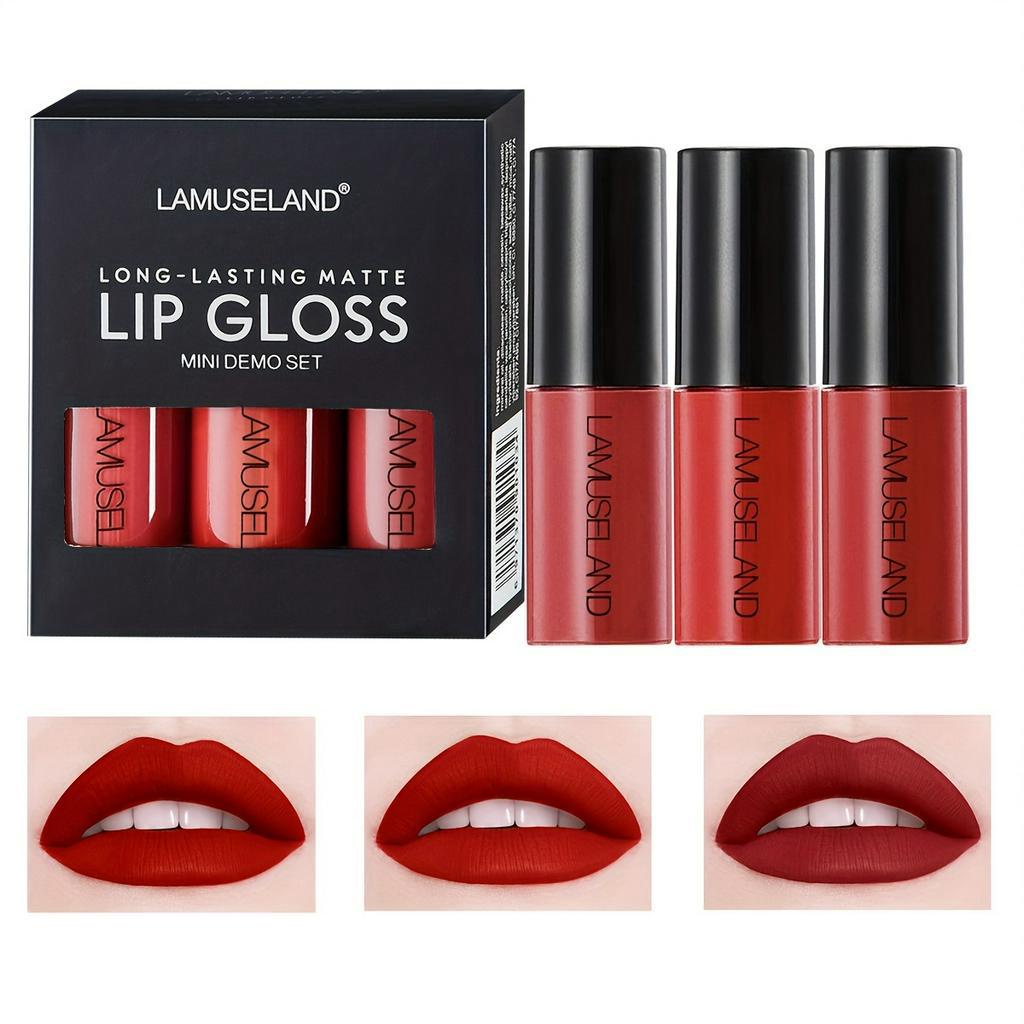 Three-piece Mini Lip Gloss Set Matte Non-Sticky Cup Liquid Lipstick ...