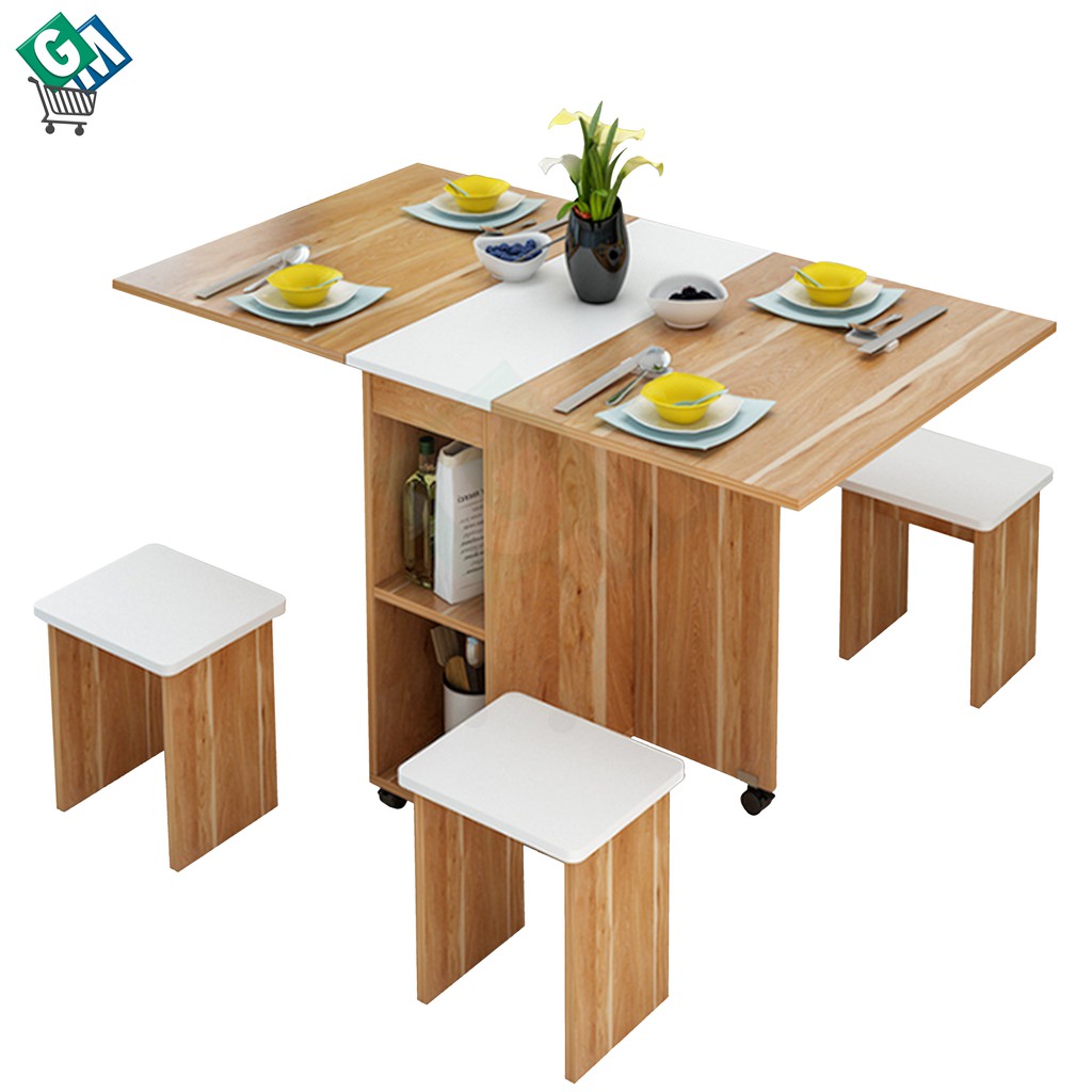 GM Folding Dining Table Small Rectangular Table Multi-function Simple ...