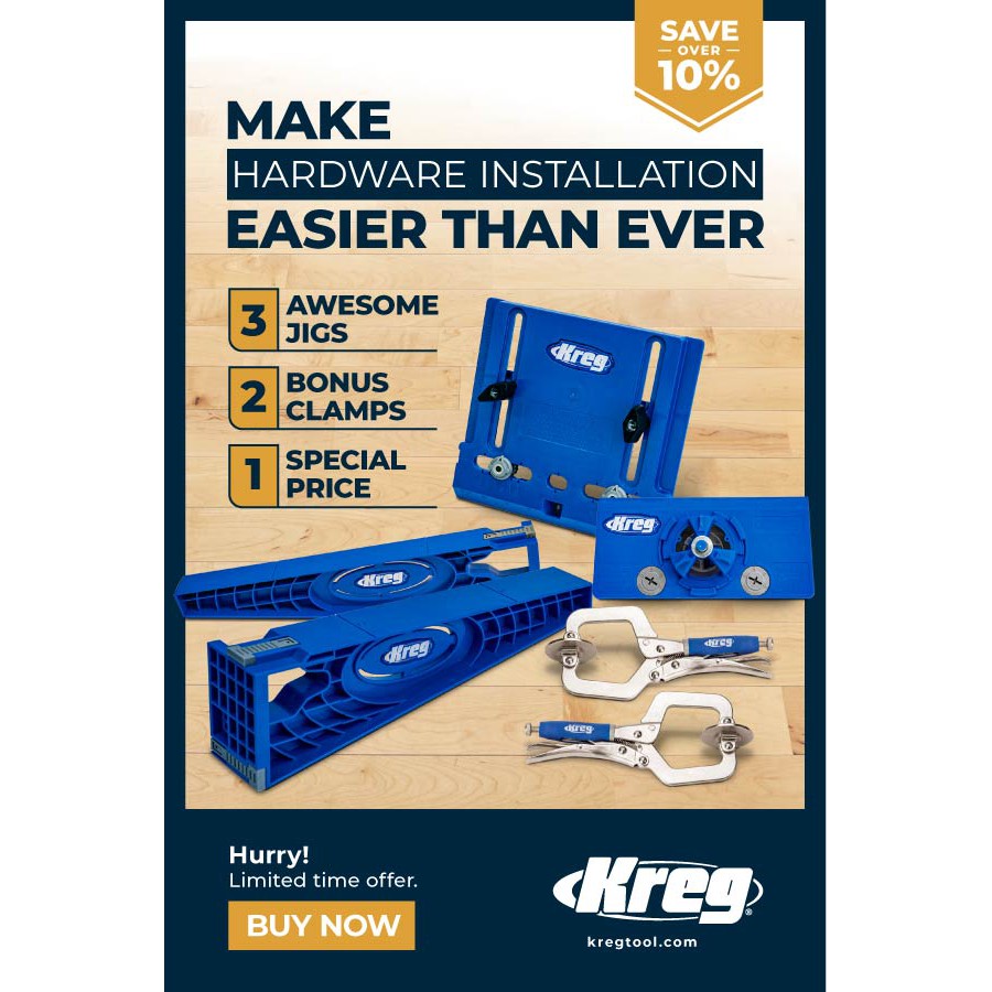 KREG Drawer Slide Jig with Cabinet Hardware Jig with Concealed Hinge ...