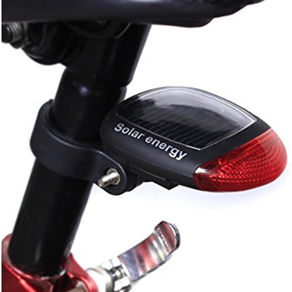 LED Red Bicycle Solar Energy Rechargeable Tail Rear Light | Shopee ...