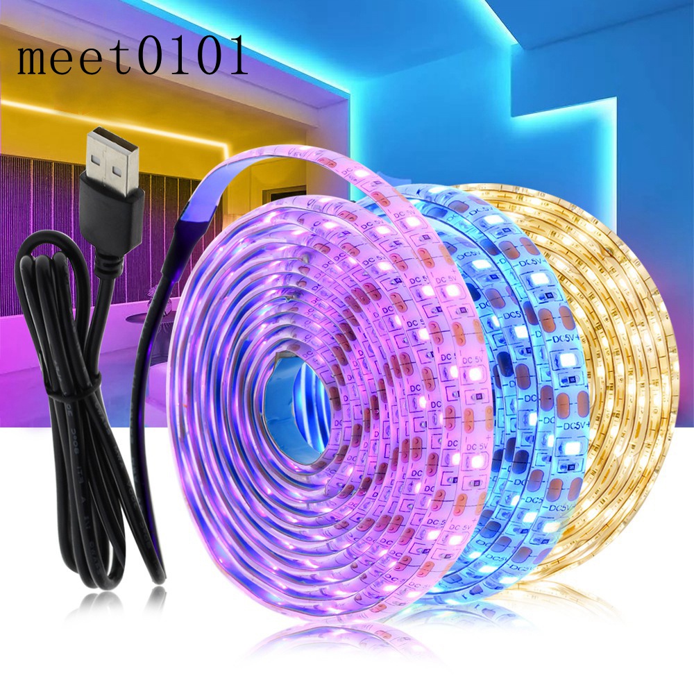USB LED Strip Light 5V SMD2835 LED TV Background Lighting 1M 3M 5M Warm White Flexible 2835 LED ...