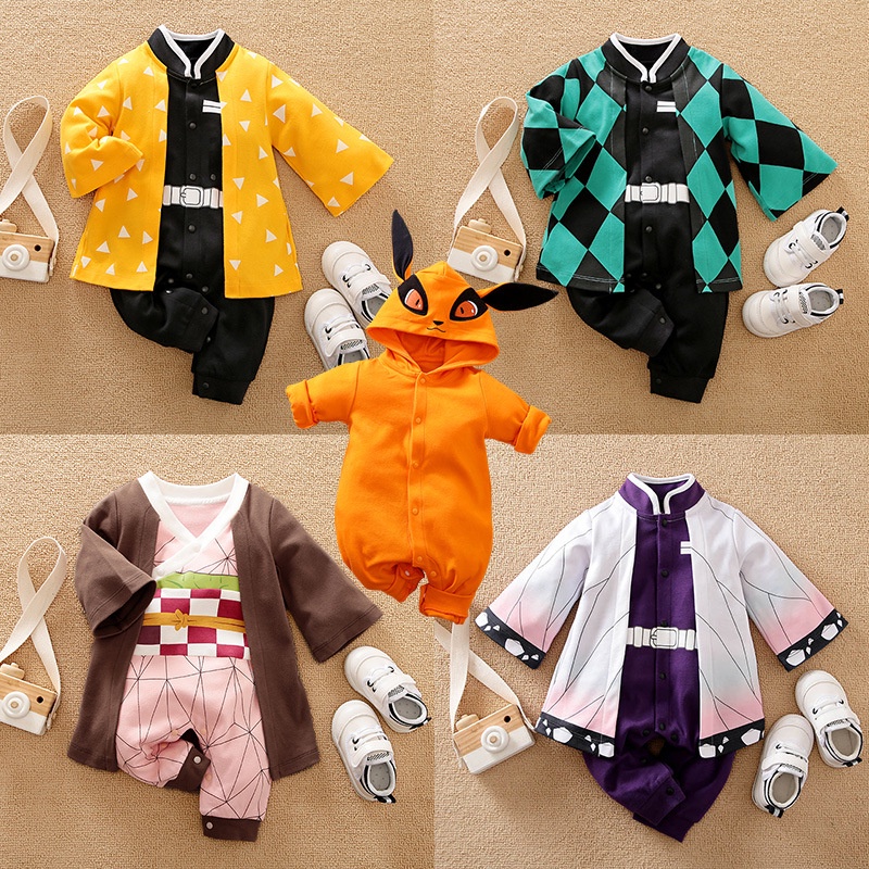 Cotton Baby Anime Jumpsuits One-piece Cosplay Demon Slayer Newborn Baby ...
