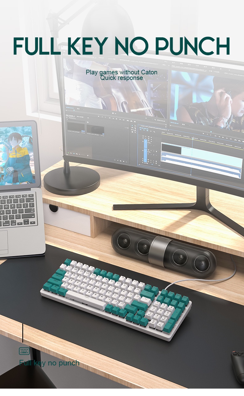 ZIYOULANG K3 98 Keys Mechanical Keyboard USB Wired Wireless Gaming ...