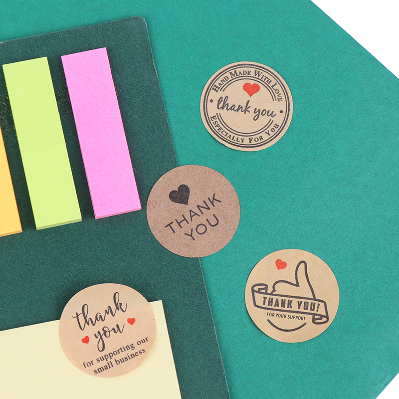{sky}500 Labels Roll Round Natural Kraft Thank You Sticker Seal Labes