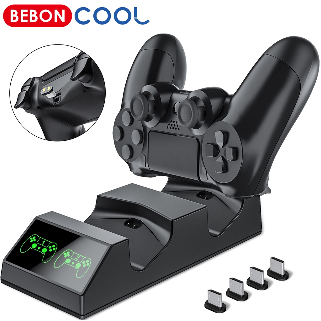 Dual Controller Charger For PS4 with 4 Charging Micro USB Dongles Fast ...