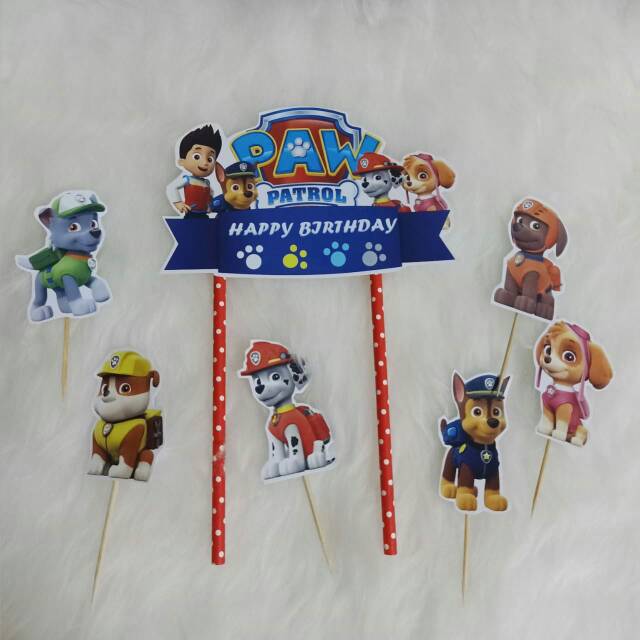 Paw patrol topper pudding topper happy birthday cake topper | Shopee ...