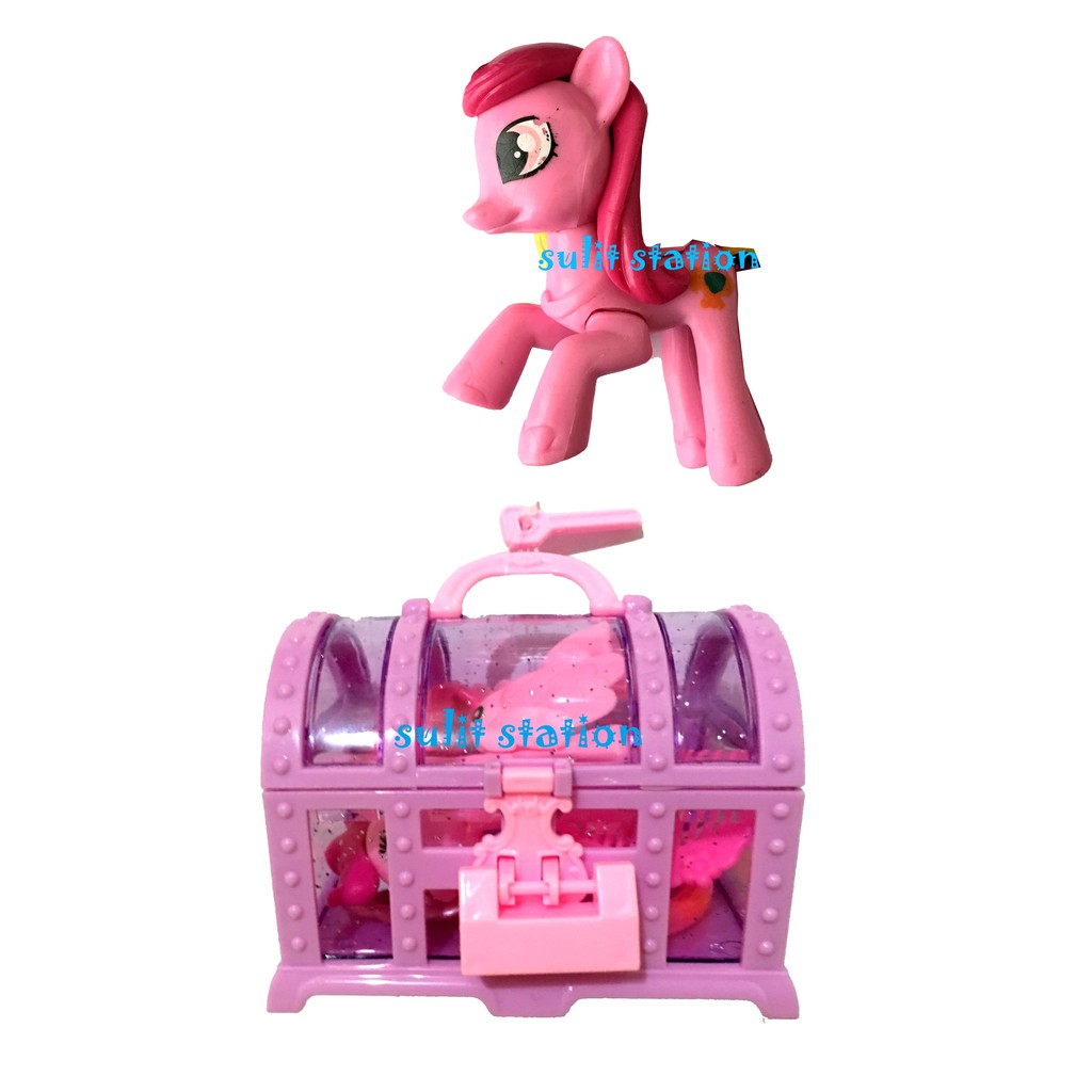 MLP MY LITTLE PONY TOY FIGURES in TREASURE CHEST BOX w KEY figure CAKE ...