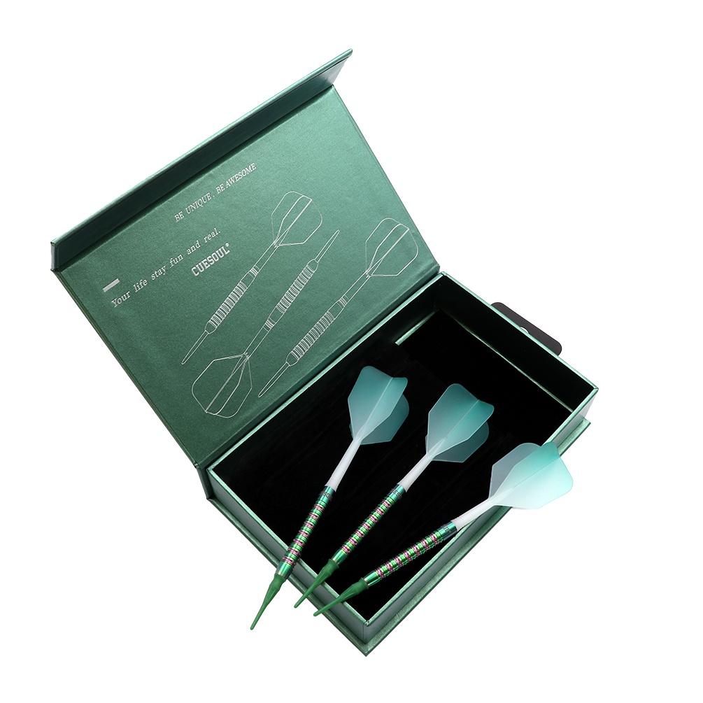 CUESOUL Green GEM Stone 19g Soft Tip Dart Set 90% Tungsten Darts with ...