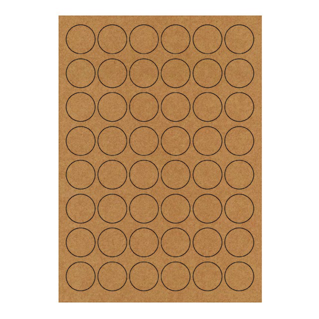 30mm Circle Die Cut Kraft Paper Sticker Size A4 (210 x 297 mm ...