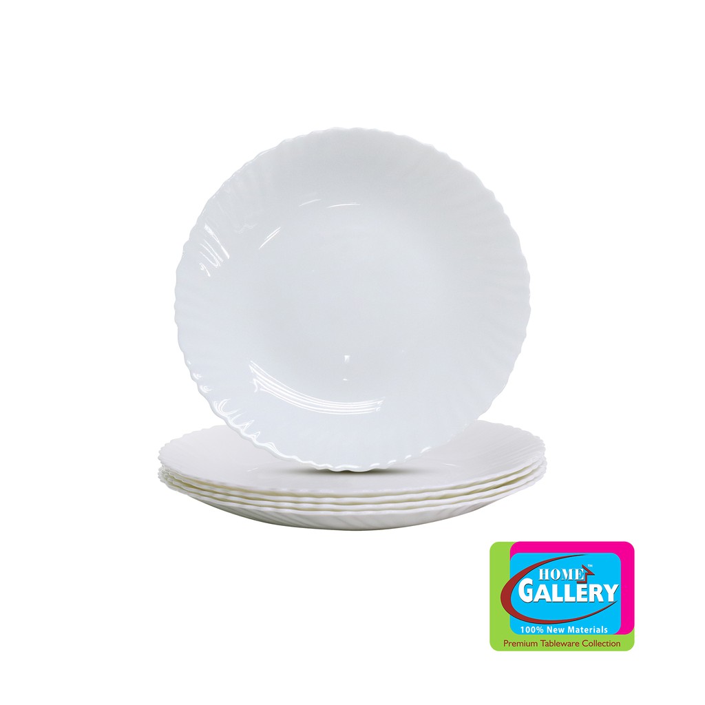 Home Gallery Opal Glass Dinner Plate 6pcs 9.5" Food Grade Material BPA ...