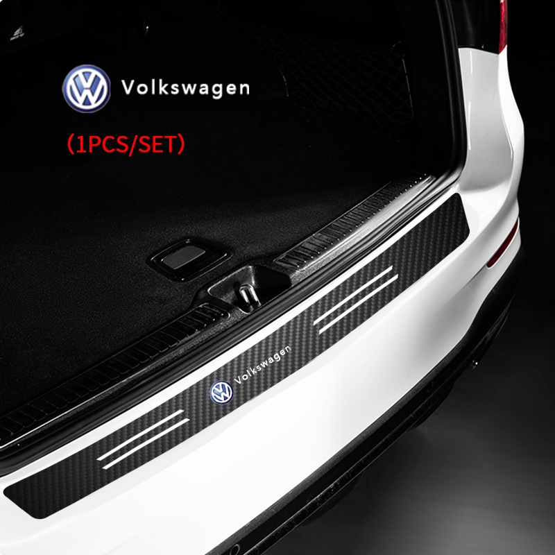 1pcs Car Trunk Carbon Fiber Protect Sticker Car Logo Bumper Trim Strip ...