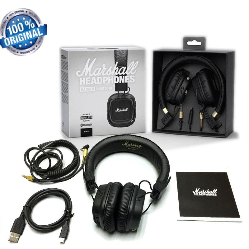 Marshall Major II Bluetooth Wireless On-Ear Headphones Headset With Mic ...
